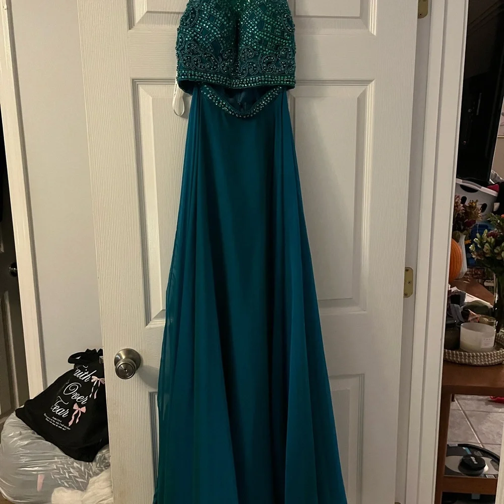 Sherri Hill | Dresses | Sherri Hill Teal Beaded Prom Dress | Poshmark